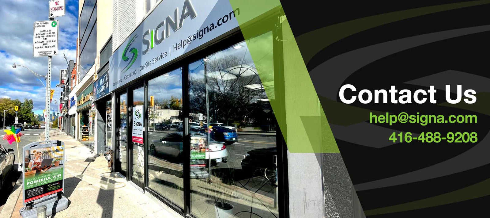 Signa's Quick-to-reply Contact page - New Computers & In-Home Service